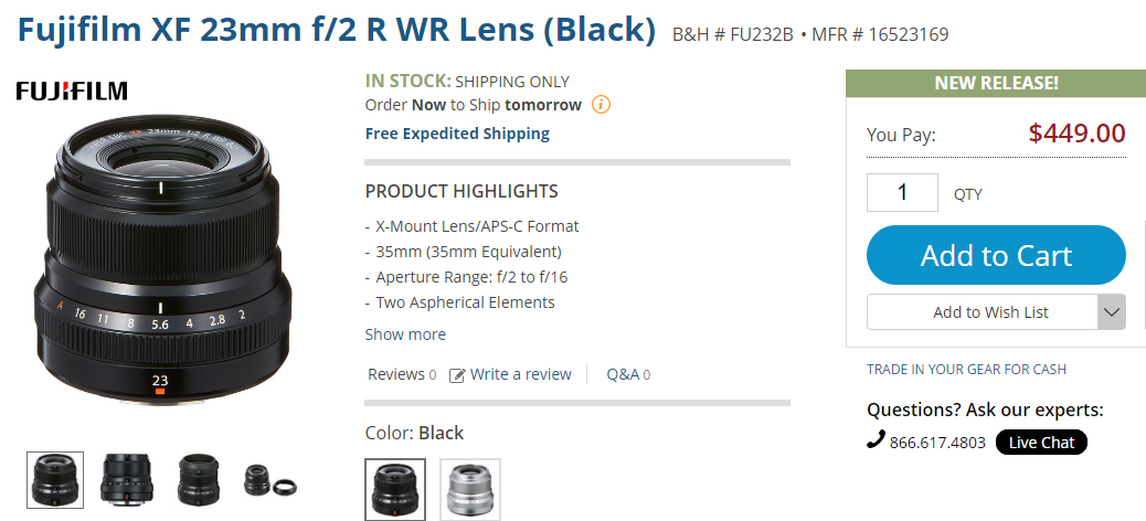 Fujifilm XF 23mm F2 R WR Lens Now in Stock at B&H - Lens Rumors